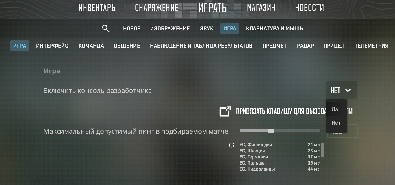 Как включить консоль в КС 2