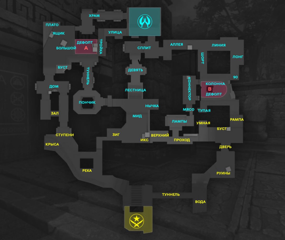 Все позиции и точки на карте Ancient в CS 2